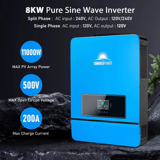 SunGold Off-Grid Solar Kit | 6500W/8000W 48VDC 120V/240V | LiFePO4 10.
